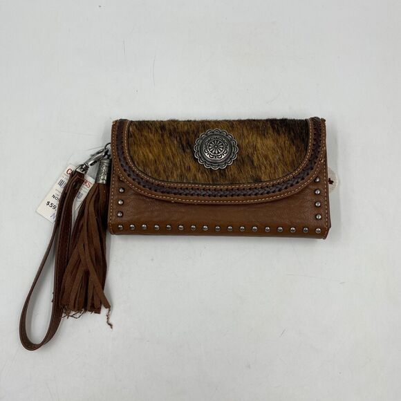 Nocona | Bags | Nocona Blazin Roxx Clutch Wallet Brown Leather Calf ...